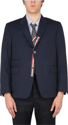 Thom Browne Homme, Vestes, Bleu, Taille: XL FIT 5 SB S/C W/ GG Placket IN Typewriter Cloth