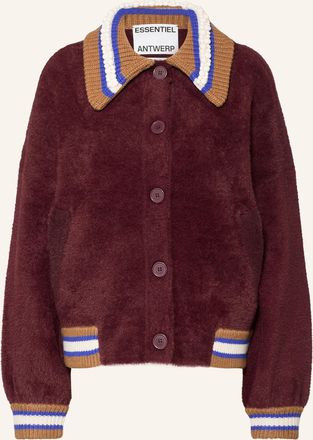 Essentiel Strickjacke Kamore Mit Schmuckperlen rot