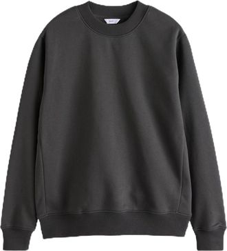 Next Herren Standard Pullover aus Baumwollmischung mit Rundhalsausschnitt & geb&uuml;rstetem Innenfutter Schiefergrau 4XL