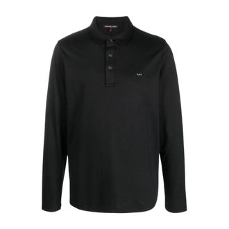 Michael Kors Langarm-Poloshirt aus Baumwolle - - Tops - Herren - Schwarzk - L