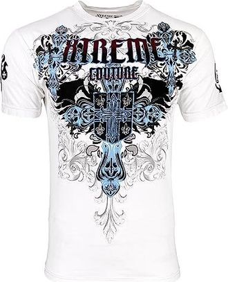 Xtreme Couture par Affliction Hommes T-Shirt Classique Crest Biker MMA Gym S-4X $40, blanc, XX-Large
