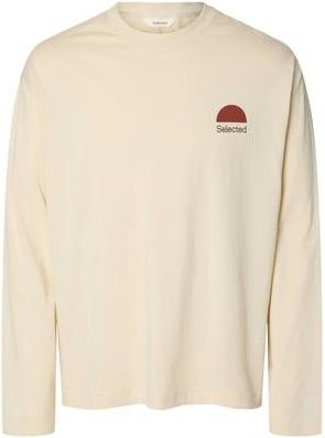 Selected T-shirt manches longues imprim&eacute; en coton