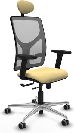 Piqueras y Crespo Schreibtischstuhl mit Armlehnen, h&ouml;henverstellbarer Lendenwirbelst&uuml;tze und festem Kopfteil, ausgestattet mit Syncro/Traslack und Schneideschaum, Grau/