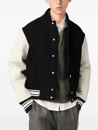 Ami Wool and Leather Bomber Jacket - Black