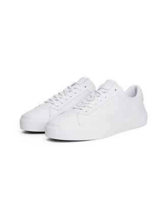 Tommy Hilfiger Sneaker TOMMY HILFIGER PREMIUM DRESS CUPSOLE LTH, Herren, Gr. 40, wei&szlig;, Nappaleder, Schuhe Sneaker, Freizeitschuh, Halbschuh, Schn&uuml;rer mit Flaggen-Emb
