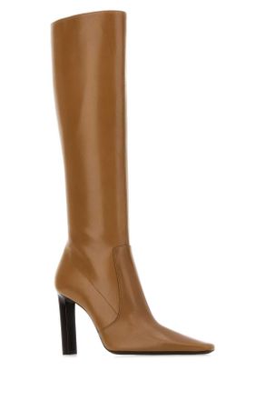 Saint Laurent Womens Camel Leather Jerome Boots Dark Macadamia Stivali