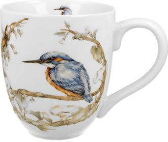 Duo World of Birds XXL Becher 1000 ml COMMON KINGFISHER (Eisvogel) New Bone China Porzellan