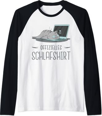 Jimbeels Offizielles Schlafshirt Pyjama Katzen Spruch Computer Katze Raglan