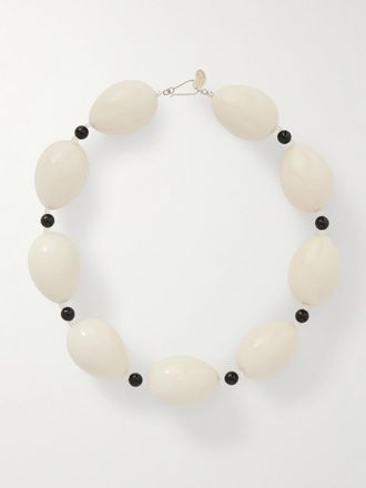 Gohar Host Egg Kette Mit Porzellan, Quarz Und Details Aus Silber - Wei&szlig;