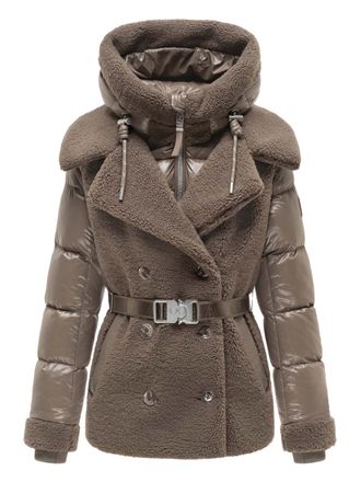Navahoo Kuschelige Teddy-Steppjacke &raquo;Kuschelh&auml;schen&laquo; mit abnehmbarer Kapuze und G&uuml;rtel - Braun