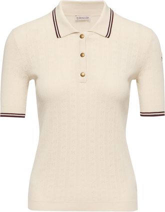Moncler Moncler Polo En Coton &Agrave; Motif Losanges Et Logo, Femme, Blanc, Taille: Xl