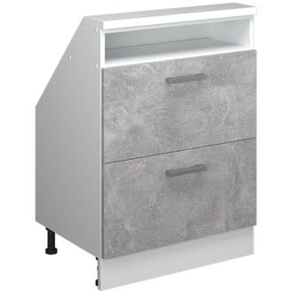 Vicco Dachschr&auml;genschrank Rion, Beton/Wei&szlig;, mit 2 Schubladen, Vicco