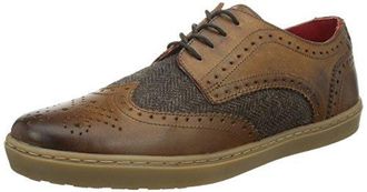 Base London ANGLO Chaussures en tweed avec lacets en cuir Marron clair, Tan, 44 EU