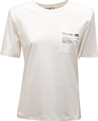 Elisabetta Franchi Femme, Tops, Blanc, Taille: 40 FR Ma-020-56E2 Maglia