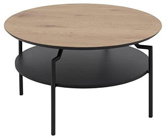 AC Design Furniture Gregor table basse, L : 80 x l : 80 x H : 45 cm, ch&ecirc;ne/noir, MDF/m&eacute;tal, 1 pc