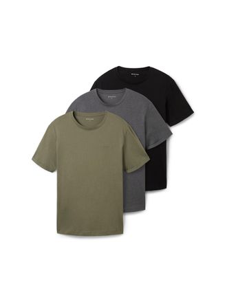 Tom Tailor Herren Basic T-Shirt aus Baumwolle im Tripple-Pack,29999 - Black, L