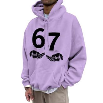 Generic Sweat &agrave; capuche 6 7 mains imprim&eacute; - Pull &agrave; capuche amusant &agrave; manches longues pour lautomne | pour les vacances quotidiennes, lavande, 3XL