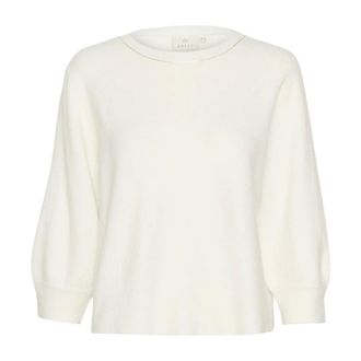 Kaffe Pull en Tricot Doux avec D&eacute;tail Similisten - Femme - Pulls - Blanc - Taille: 40 FR