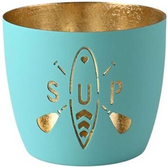 Gift Company Madras, Windlicht, M, Motiv: SUP, türkis/Gold H8,5, D10cm
