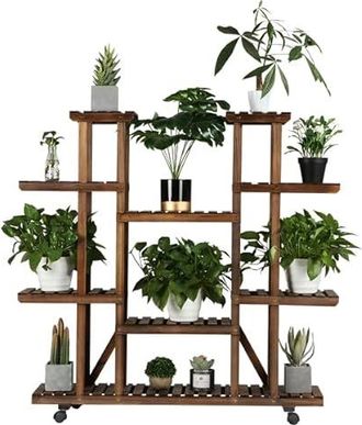 Yaheetech &Eacute;tag&egrave;re &agrave; fleurs en bois multi-&eacute;tages 124,5 x 33 x 120 cm