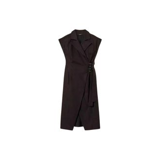 Twinset Femme, Robes, Noir, Taille: 40 FR Robe Midi Portefeuille en Popeline