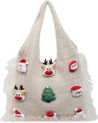 Generic Sac &agrave; bandouli&egrave;re en tissu pour femme et fille - Grande capacit&eacute; - Pour voyage, shopping, travail, usage quotidien, blanc, 14.57x11.81x2.76inch