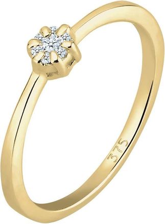 DIAMORE Elli DIAMONDS Ring Damen Verlobung Blume mit Diamant (0.045 ct.) in 375 Gelbgold