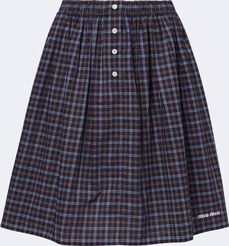 Miu Miu Mini-jupe en popeline de coton &agrave; carreaux