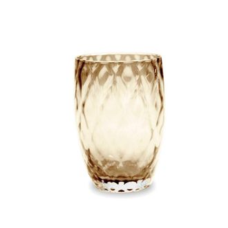 Zafferano Losanghe Tumbler, Wasserglas Trinkglas grau, handgefertigt mit Rautenmuster mundgeblasen (Bernstein)