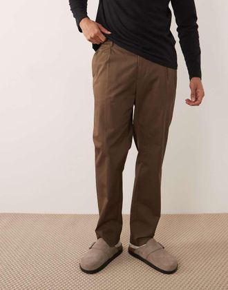 Mango Locker geschnittene Hose aus 100% Baumwolle in Braun mit verstellbarem Bund-Brown