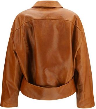 Marni Glossy Calf Leather Jacket - Brown