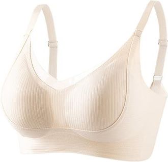 Generic Soutien-gorge 2026 pour femme - Soutien souple - Bonnet fixe - Petite poitrine fronc&eacute;e - Dos de sport, beige, XL