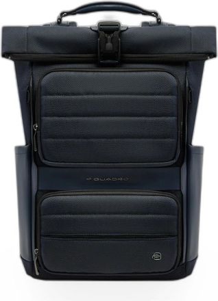 Piquadro Sac &agrave; dos pour ordinateur portable &agrave; enroulement 15-6 avec filet pour casque de v&eacute;lo - Homme - Sacs - Bleu - Taille: ONE Size