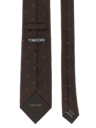 Tom Ford Polka Dot Silk Necktie - Brown