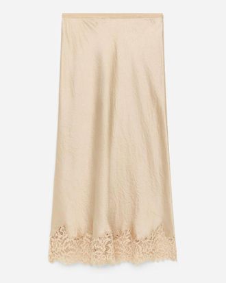 Arket Satinrock Mit Spitze -Beige