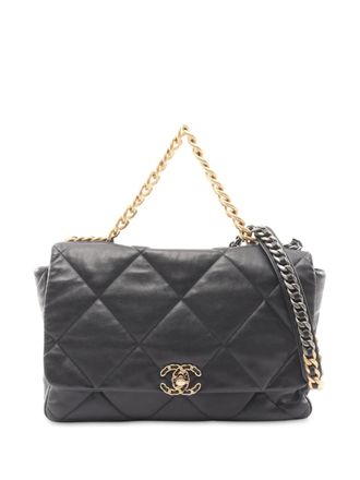 Chanel 2021 Maxi Lambskin 19 Flap satchel - Schwarz