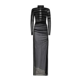 Jean Paul Gaultier Schwarzes Rollkragenkleid mit Streifen - - Dresses - Damen - Schwarzk - S