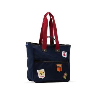 Bleu de Chauffe Sac cabas avec patchs en coton