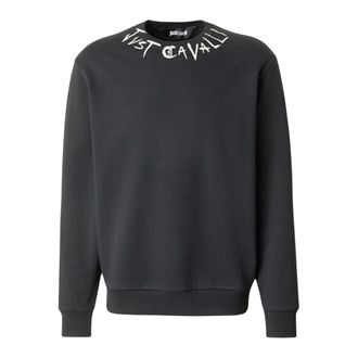 Just Cavalli Homme, Sweatshirts et sweats &agrave; capuche, Noir, Taille: 2XL SweaT-shirt en coton avec logo sur le col