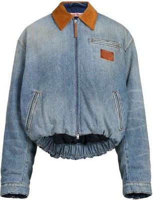 Acne Studios Bomber ample en denim de coton m&eacute;lang&eacute;