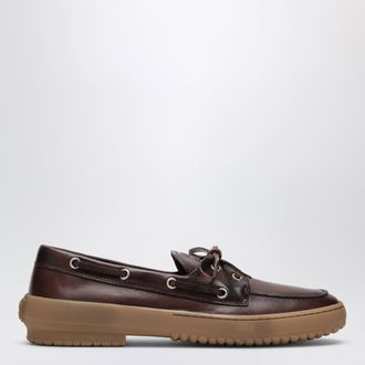 Miu Miu Bootsschuhe Deck in Kaffeefarbe