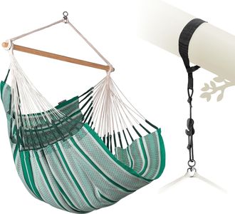 la siesta Habana Baumwoll H&auml;ngesessel & Baum- & Pfosten-Befestigung - H&auml;ngesessel f&uuml;r Indoor Outdoor Schlafzimmer, Sitz H&auml;ngeschaukel f&uuml;r Garten, Gro&szlig; H&auml;ngesess