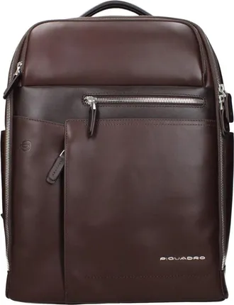 Piquadro Homme, Sacs, Brun, Taille: ONE Size Sacs à Dos en Cuir Marron au Style Vintage