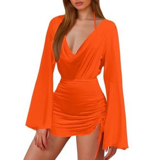 Generic Maillot de Bain Trois pi&egrave;ces s&eacute;par&eacute; pour Femmes,Ensemble Bikini Sexy &agrave; Manches Longues, Couleur Unie, Ensemble Bikini Sexy avec Robe Cache-Maillot