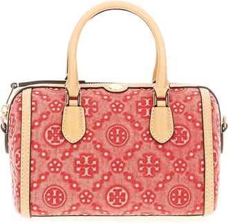 Tory Burch Femme, Sacs, Rouge, Taille: ONE Size T Monogram Denim Petite Barrel Bag