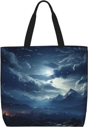 Generic Ciel Nocturne Sombre Sac Courses L&eacute;ger Sacs Grand Sac Fourre-Tout Pour Gym Travail Quotidienne