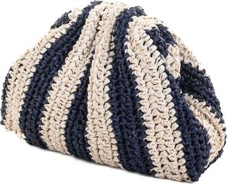 Maria La Rosa pochette en crochet à rayures - Bleu