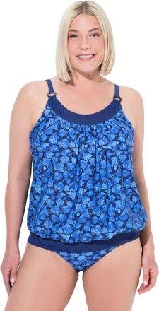 Ulla Popken Damen gro&szlig;e Gr&ouml;&szlig;en &Uuml;bergr&ouml;&szlig;en Plus Size Tankini, Fische, Softcups, Elastiksaum, Tr&auml;ger verstellbar Marine 58+ 836780740-58+