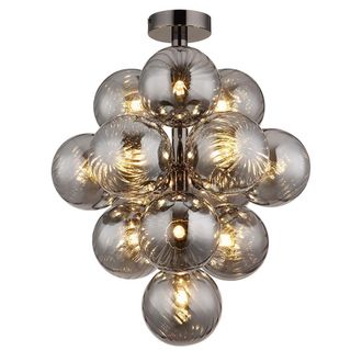 Globo Lighting Deckenleuchte Wohnzimmerlampe Deckenlampe Glaskugeln Rauchfarbe 9-Flammig 39,5cm