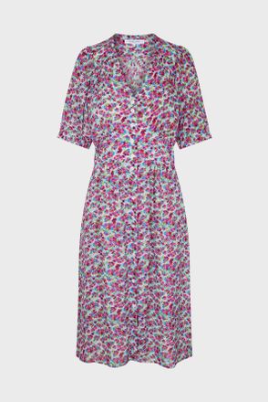 Gerard Darel Robe mi-longue &agrave; fleurs - Rose vif